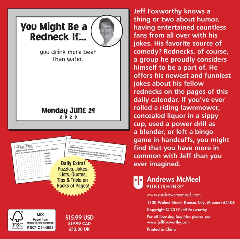 Jeff Foxworthy's You Might Be a Redneck If... 2020 Day-To-Day Calendar ...
