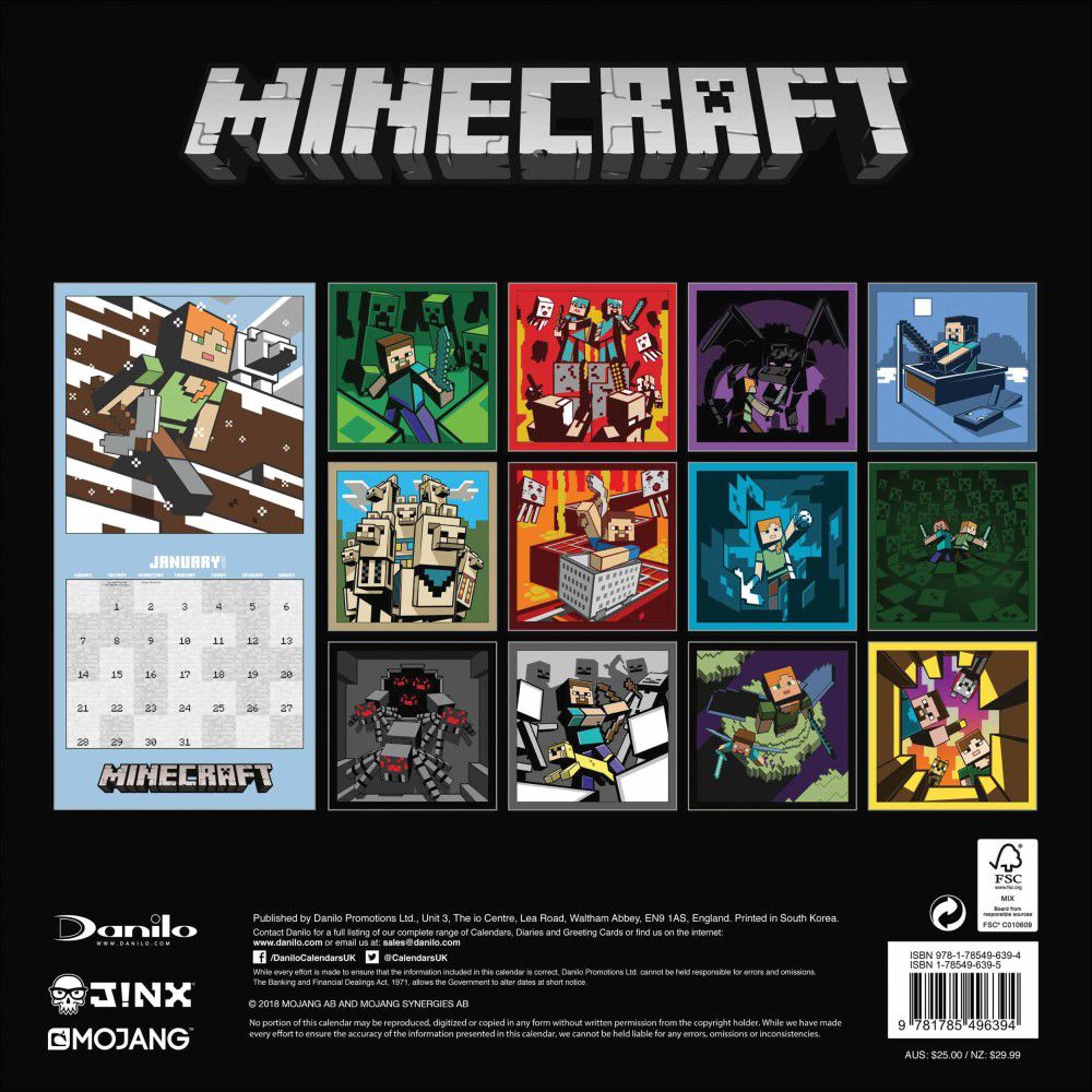 Minecraft Official 2019 Square Wall Calendar | Angus & Robertson